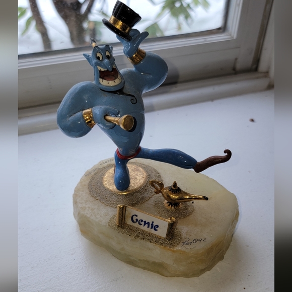 Disney | Art | Ron Lee Disney Aladdin Genie Pewter Stone Base Numbered ...